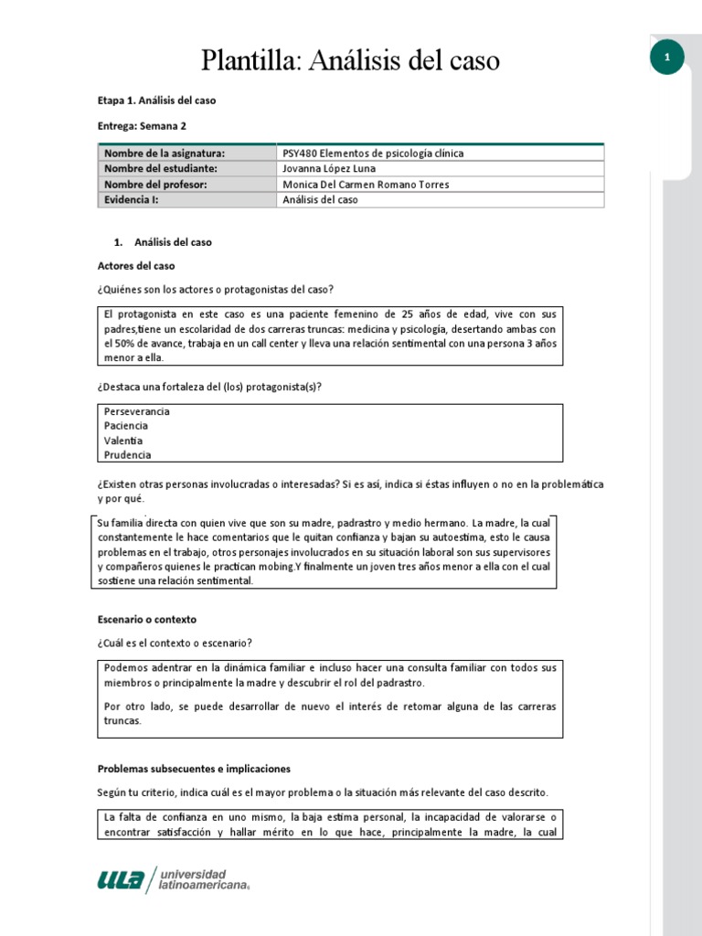 PSY480 Analisis Caso | PDF | Evaluación | Depresión (estado de ánimo)