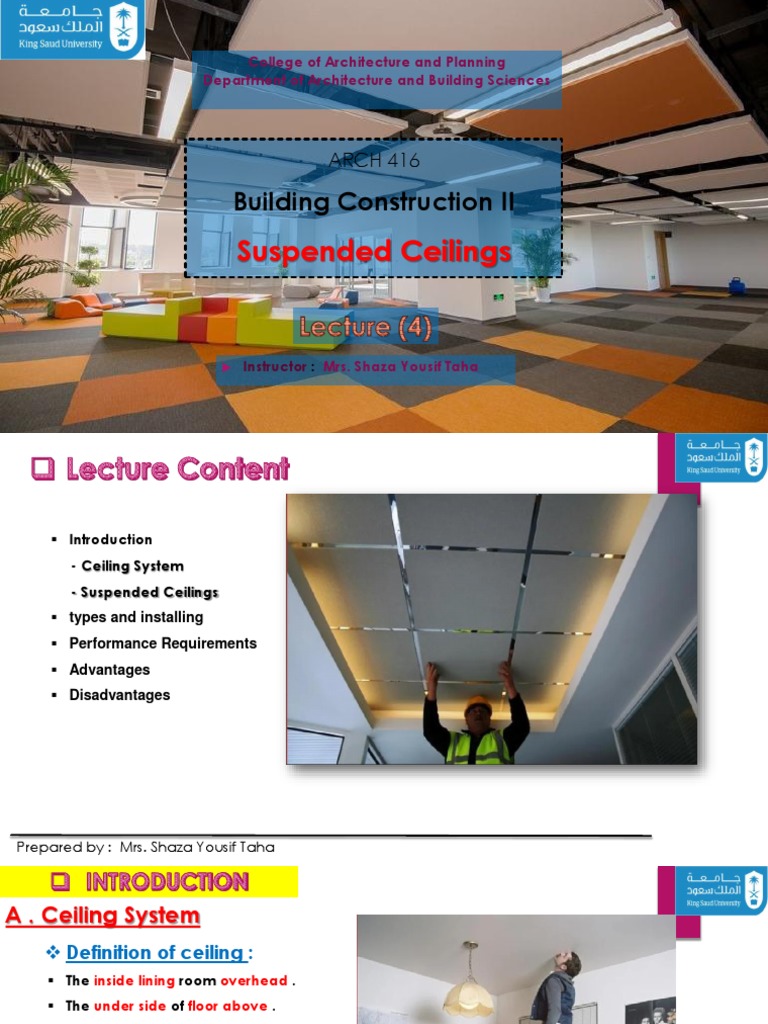 Lec. Suspended Ceiling PDF - Organized | PDF