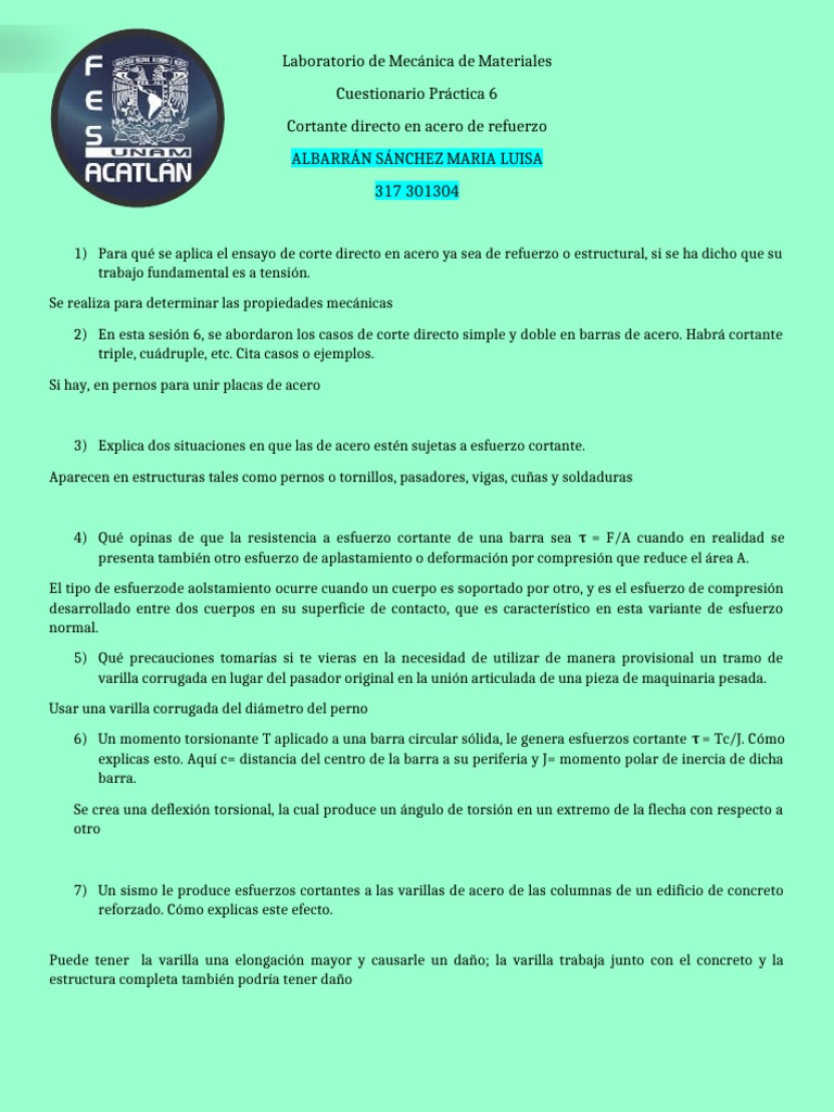 Cuestionario 6 MecMa | PDF