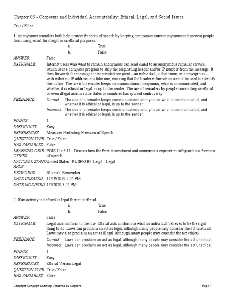 Chapter 03 Corporate and Individual Accountability Ethical Legal and ...