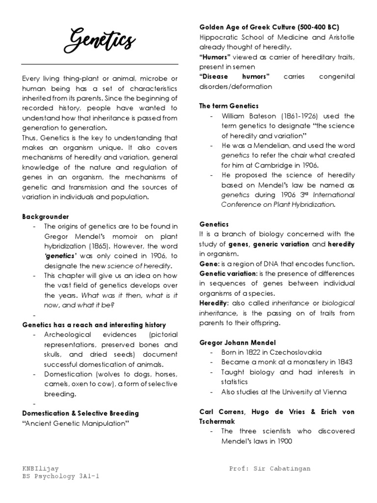 Golden Age of Greek Culture and the Origins of Genetics | PDF | Mitosis ...