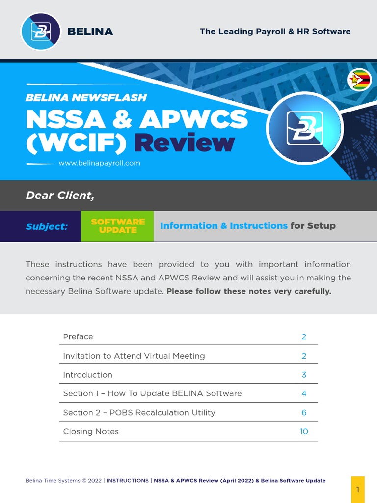 Belina Zw-Nssa & Apwcs (Wcif) Changes 2022 | PDF | Salary | System Software