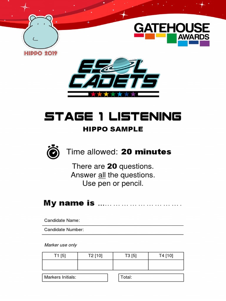 Stage 1 Listening Hippo Sample Test | PDF | Home & Garden