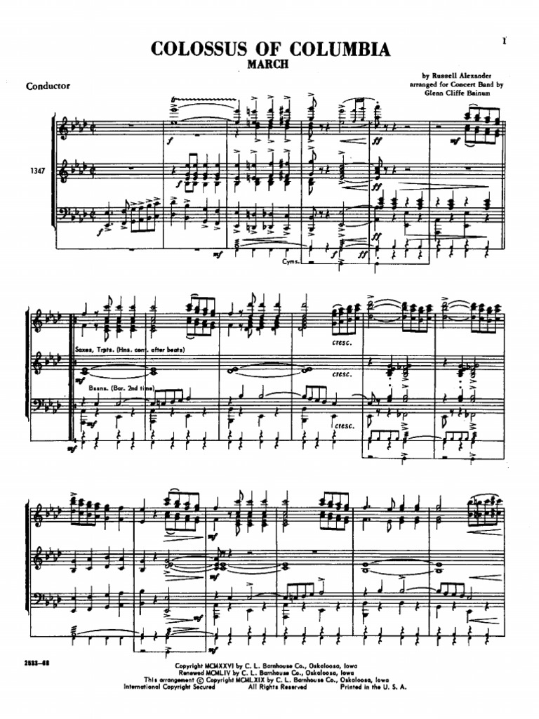 Colossus of Columbia March - SCR | PDF