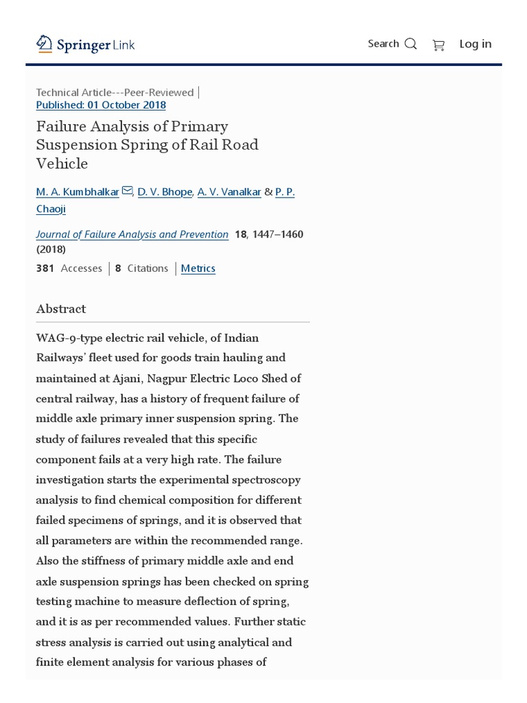 1-S-Failure Analysis of Primary Suspension Spring of Rail Road Vehicle - SpringerLink | PDF ...