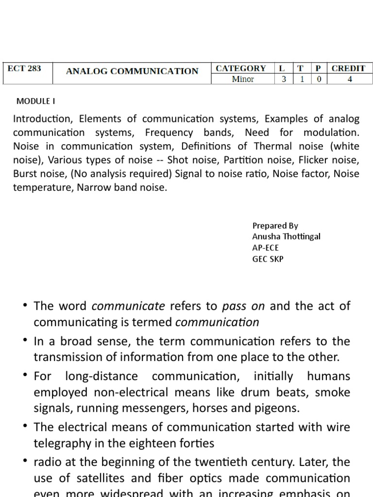 Analog Communication ECE S3 MINOR Ktu | PDF | Modulation | Transmitter