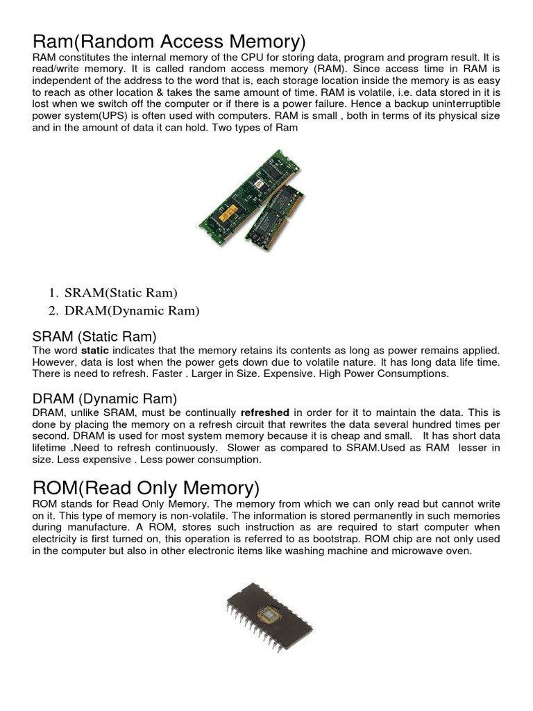 An In Depth Look At Ram Rom And Other Memory Types Used In Computing 1575