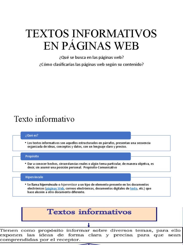 Textos Informativos en Páginas Web | PDF | Página web | Hipervínculo