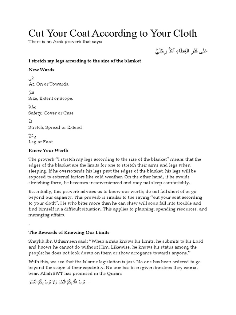Understanding "Cut Your Coat" Proverb | PDF | Abrahamic Religions