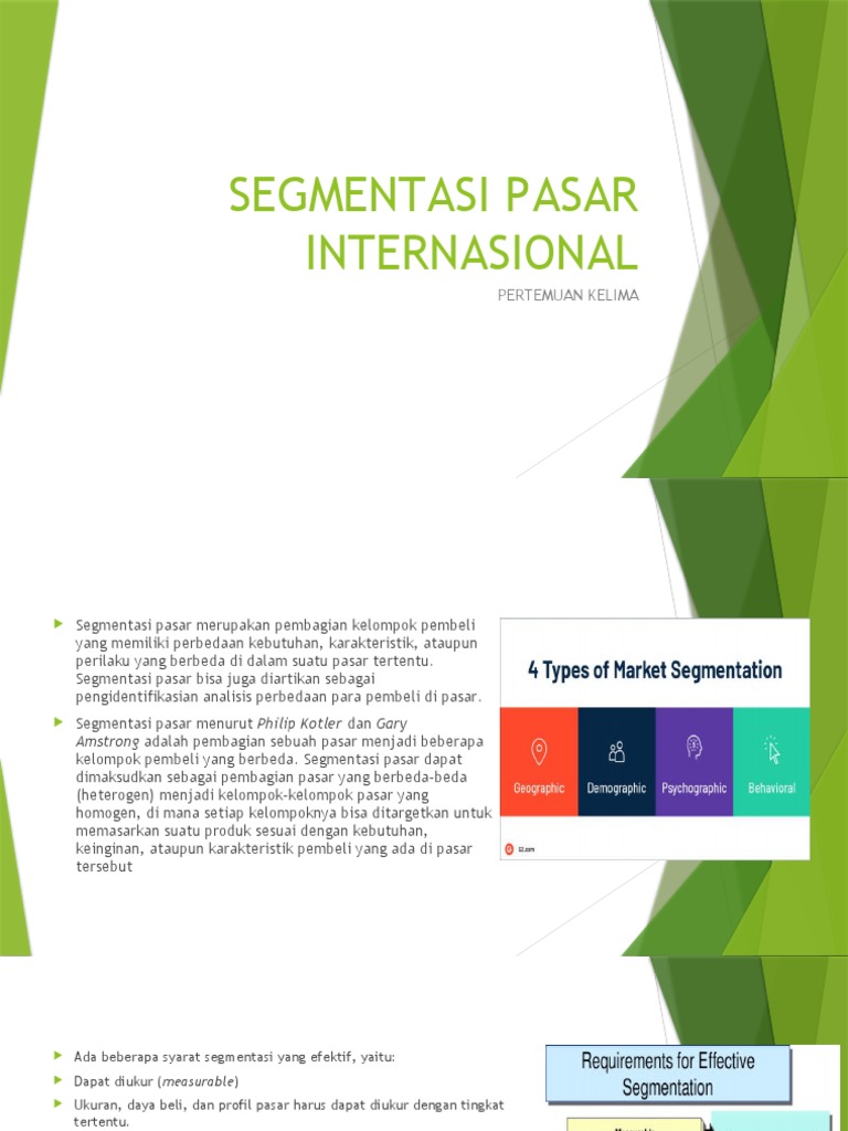 Pertemuan Kelima Segmentasi Pasar Internasional | PDF