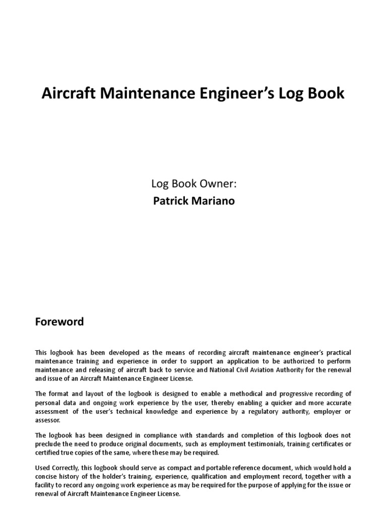 Personal Maintenance Logbook | PDF | Flight Control Surfaces | Aircraft