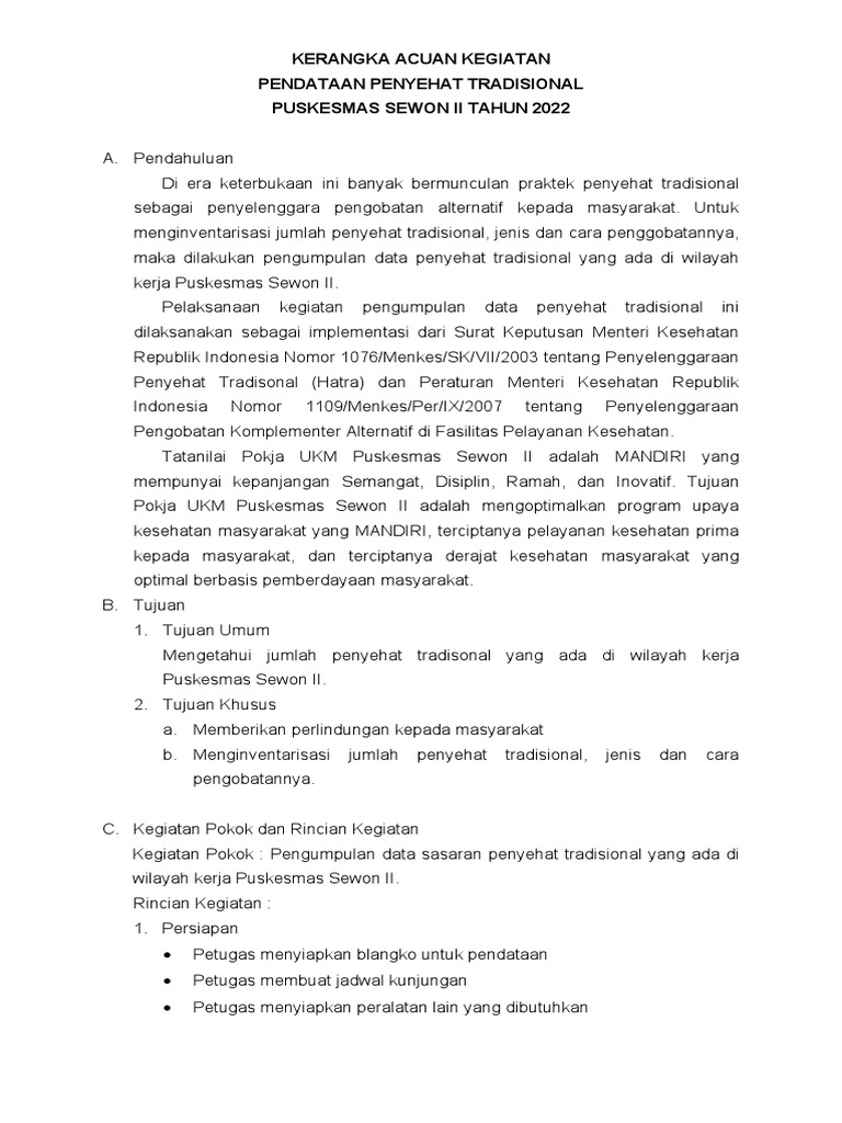 KAK Pendataan Hatra | PDF