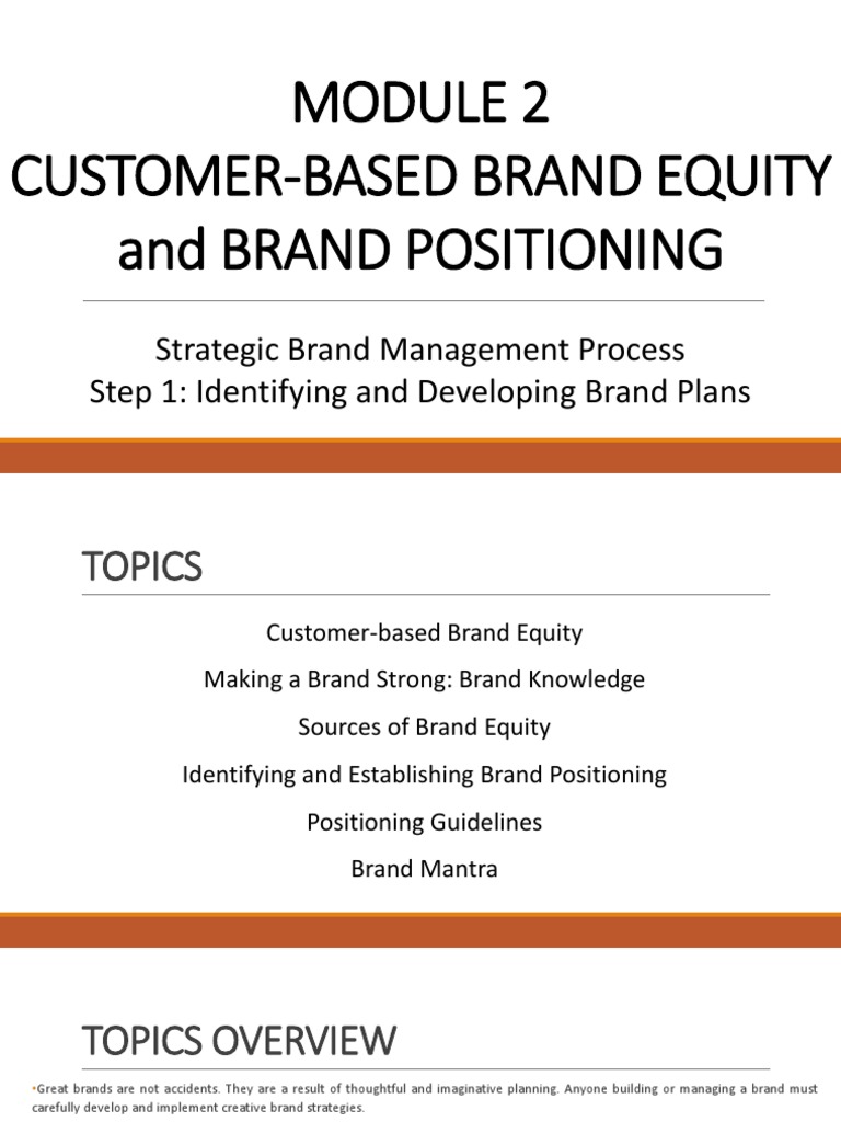 Module 2 Customer-Based Brand Equity and Brand Positioning | PDF ...