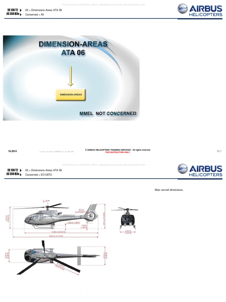 EC130 03 Dimension and Area ATA 6 | PDF | Helicopter | Vehicles