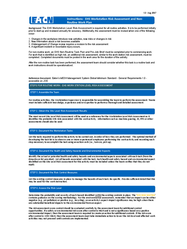 R0 Workstation and Non-Routine Work Risk Assessment Tool Rev Septian ...