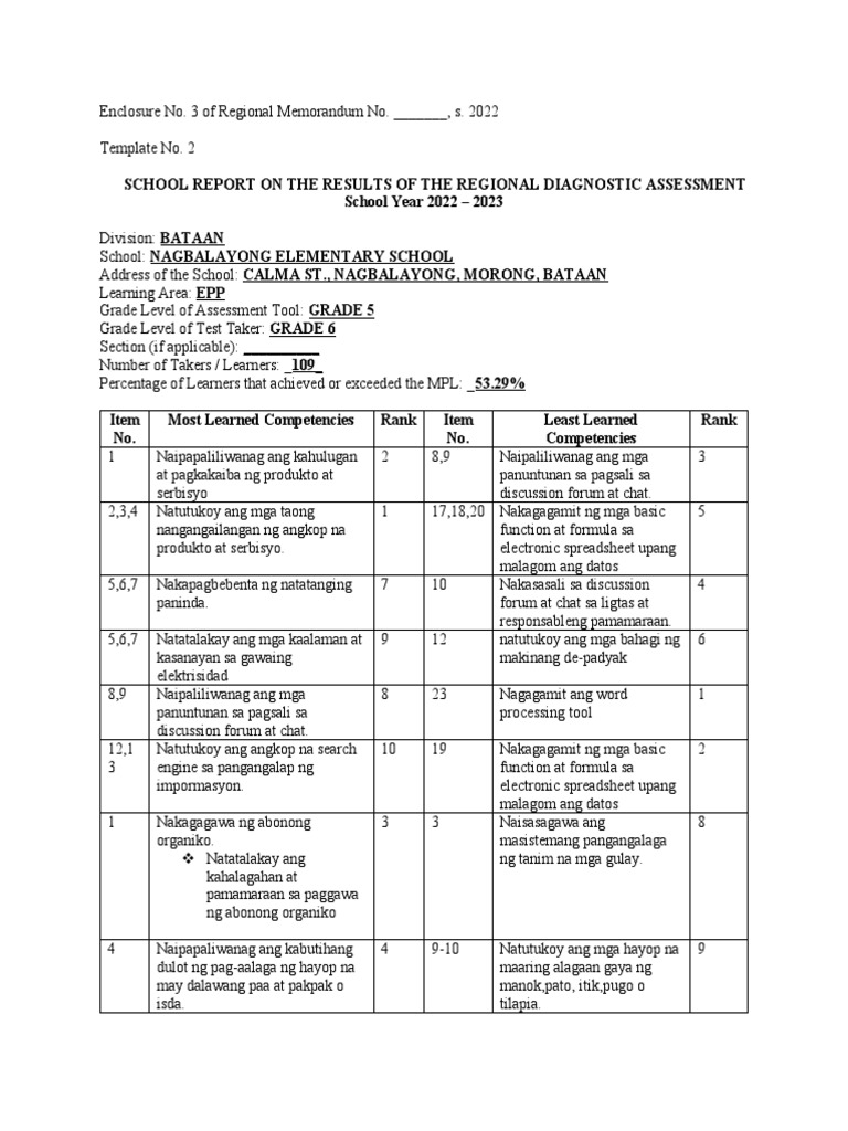 EPP RDA Grade 6 | PDF