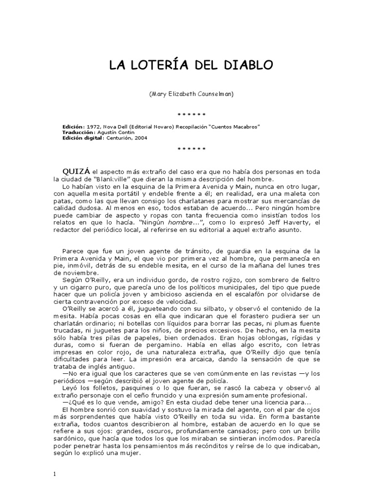 Counselman, Mary Elizabeth - La Loteria Del Diablo - Libgen - Li | PDF