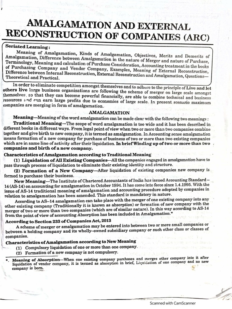 Amalgamation, Absorption & External Reconstruction | PDF