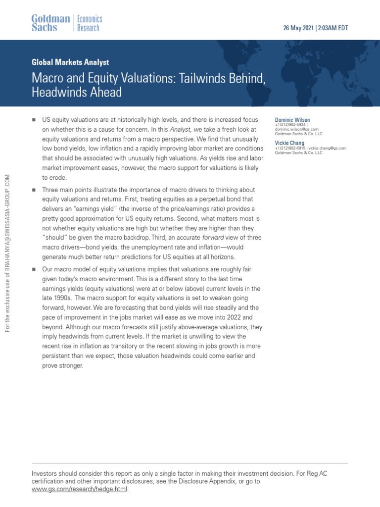 Global Markets Analyst - Macro and Equity Valuations - Tailwinds Behind ...
