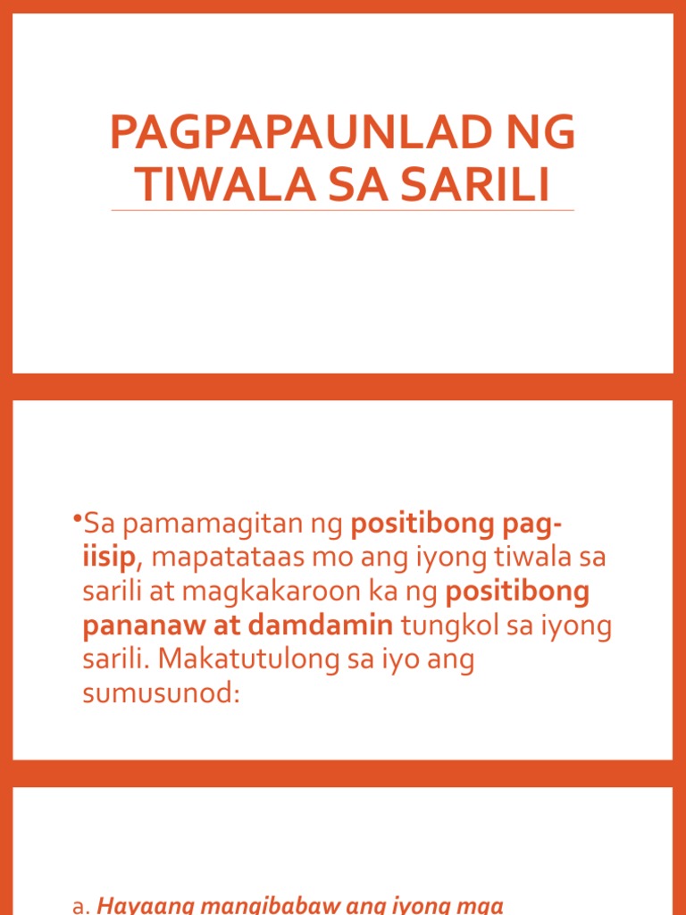 Pagpapaunlad NG Tiwala Sa Sarili | PDF Pagpapaunlad NG Tiwala Sa Sarili | PDF