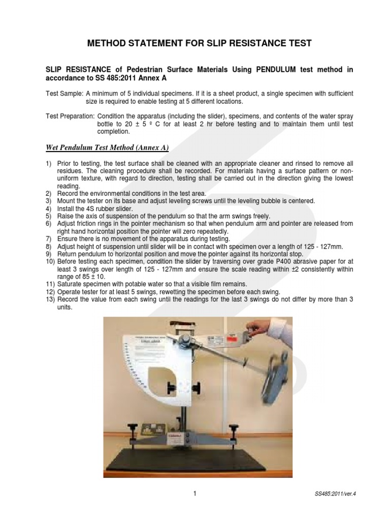 Method Statement For Slip Resistance Test (SS 485-2011 Annex A - Ver4 ...