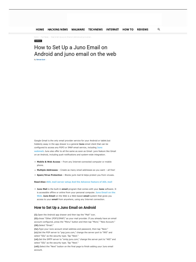 Set Up Juno Email Android Smartphone | PDF | Gmail | Android (Operating ...