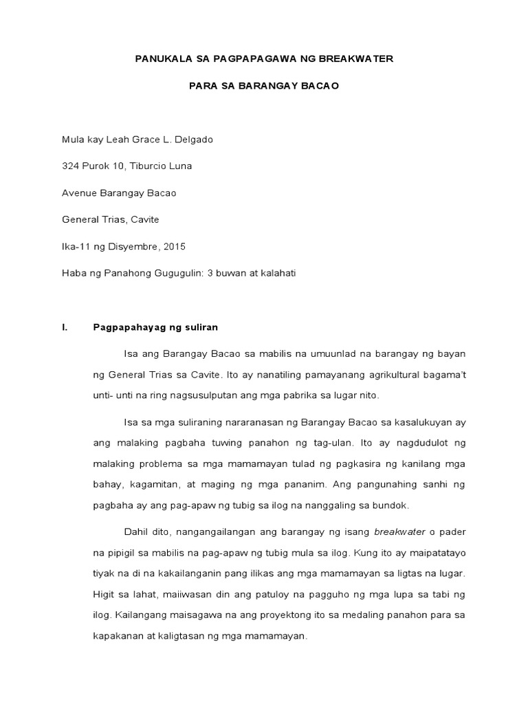 Panukalang Proyekto Halimbawa | PDF