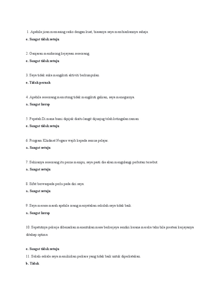 Soalan Spa Psikometrik | PDF