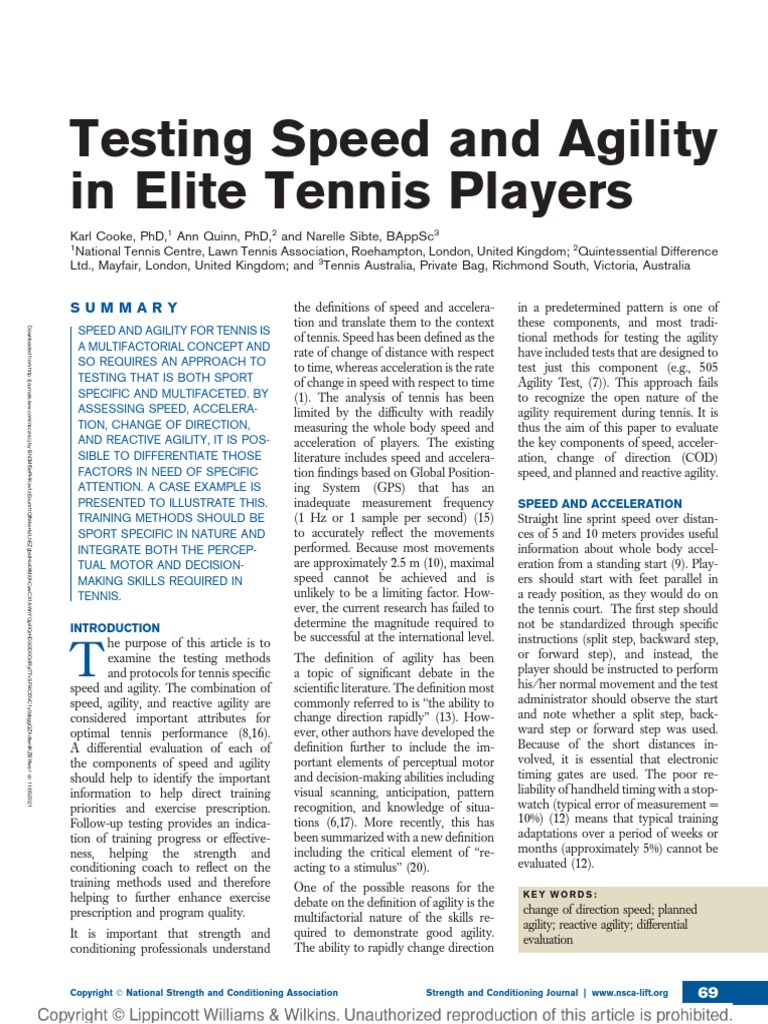 Testing Speed and Agility in Elite Tennis Players.13 | PDF | Acceleration