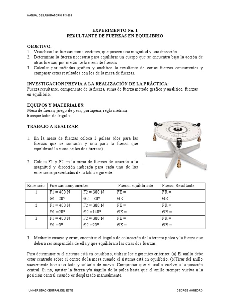 Experimento 1 | PDF | Fuerza | Vector Euclidiano