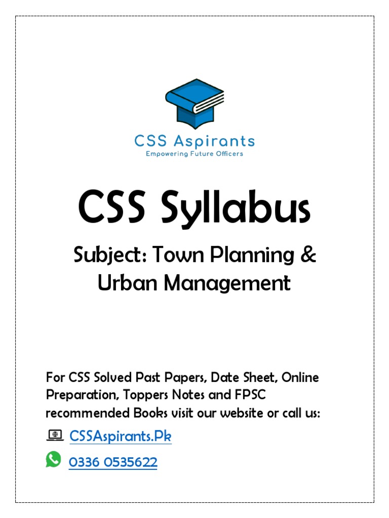 Town Planning Urban Management CSS Syllabus | PDF | Urban Planning ...