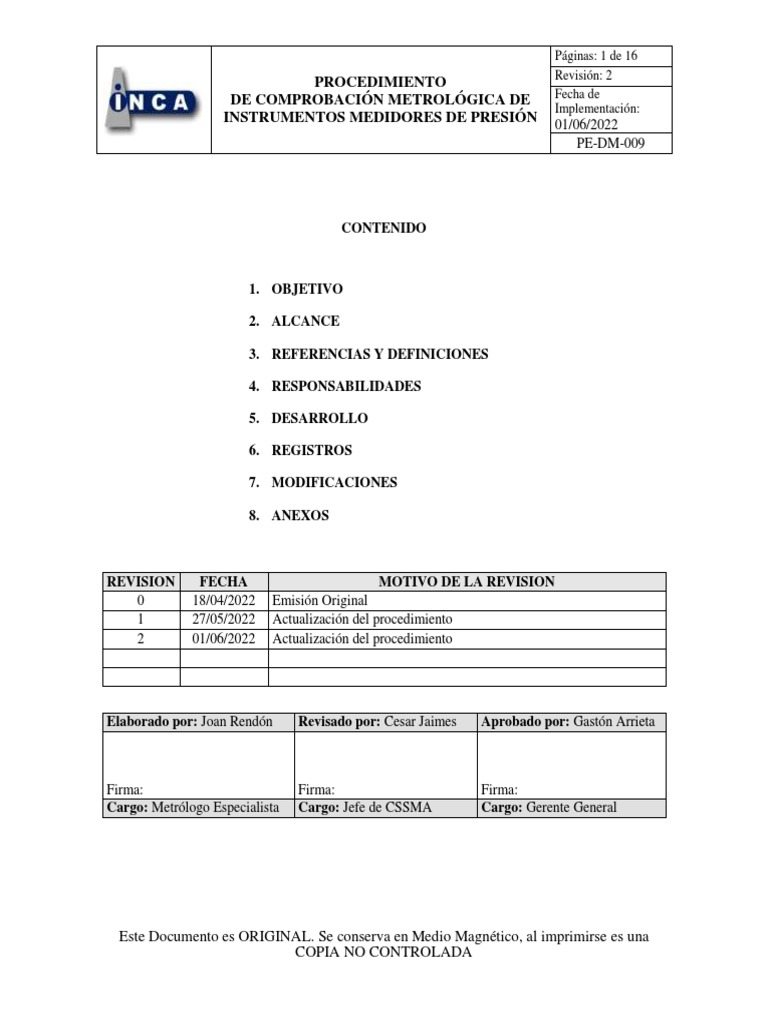 PE DM 009 - Rev.2 | PDF | Calibración | Metrología