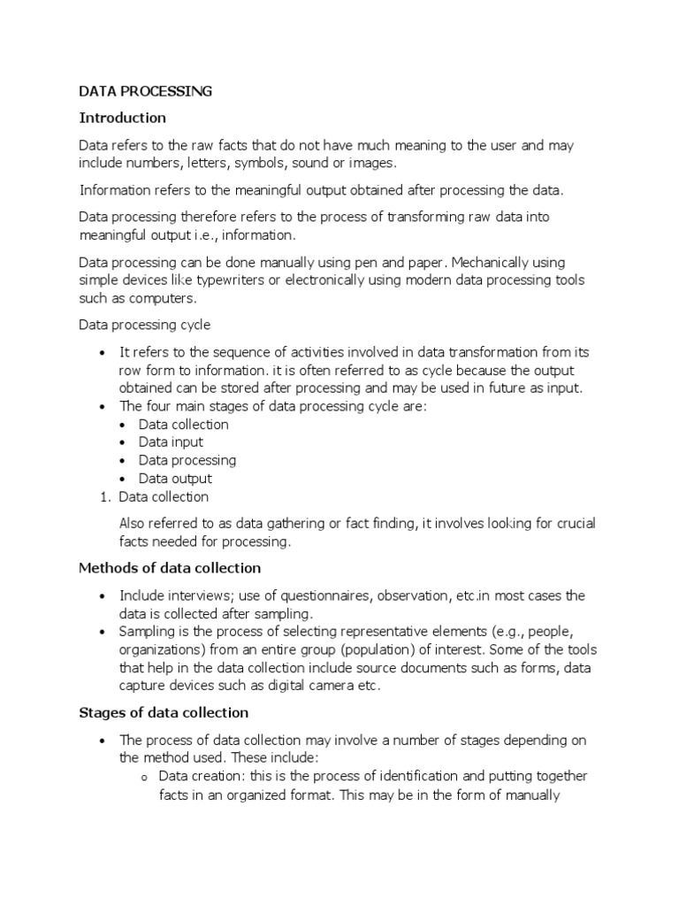 Data Processing | PDF | Computer File | Computer Data Storage