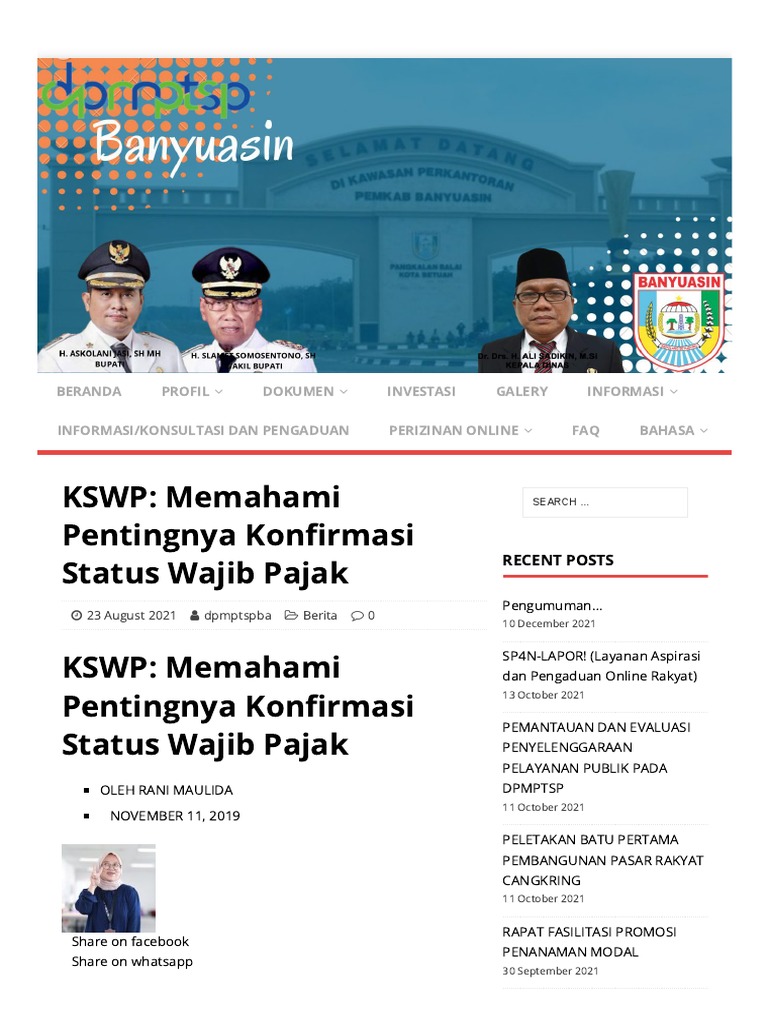 KSWP - Memahami Pentingnya Konfirmasi Status Wajib Pajak | PDF