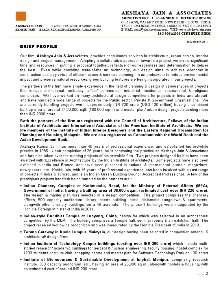 Akshaya Jain & Associates Overview | PDF | Delhi | Architect