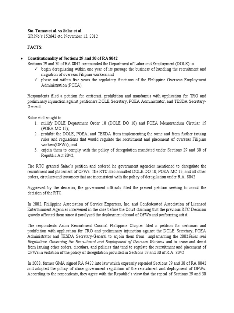 Sto Tomas Et Al vs. Salac Et Al | PDF | Injunction | Justice