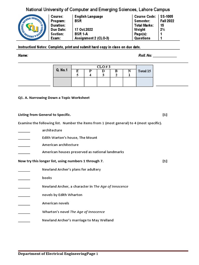 Assignment English Essay | PDF | The Age Of Innocence