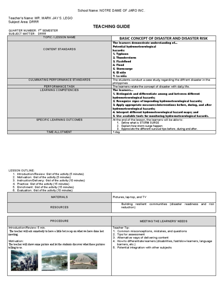 Learning Guide in DRR | PDF | Teachers | Learning