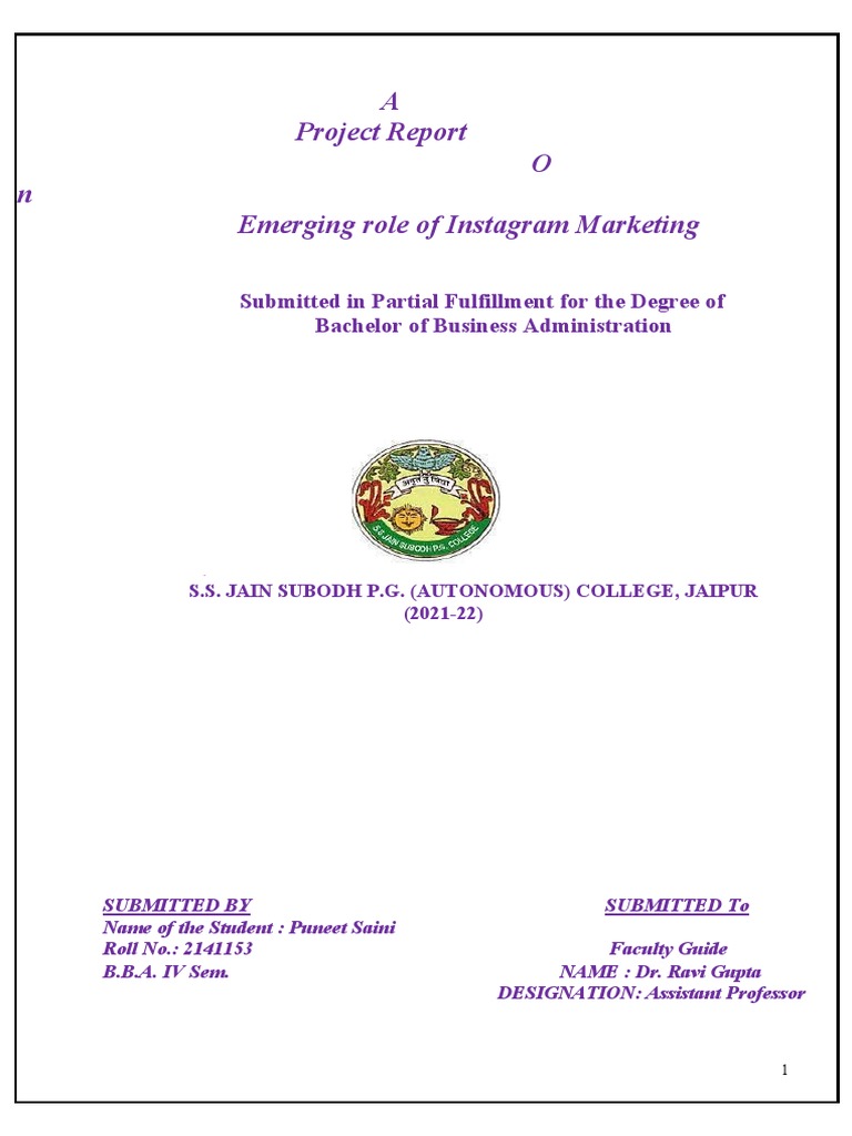 Bba Project For 3r and 5th Sem | Download Free PDF | Social Media ...