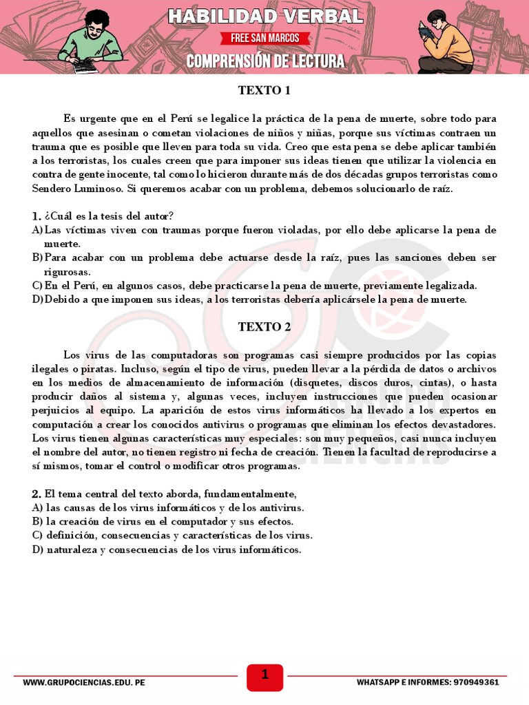 Comprensión de Lectura - H. Verbal | PDF | Virus de computadora | Teléfonos móviles