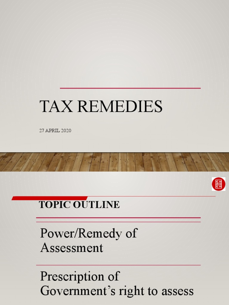 Remedies Tax 4 27 - Power and Remedy of Assessment | PDF | Internal ...