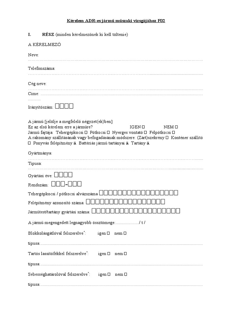 Kérelem ADR | PDF