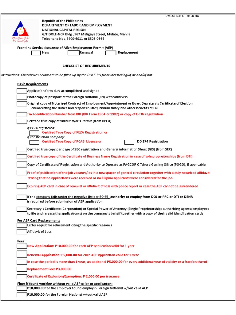 Aep Checklist of Requirements | PDF | Notary Public | Government