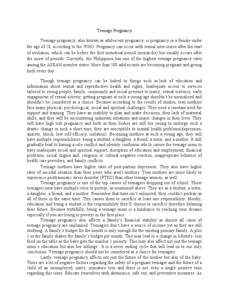 Teenage Pregnancy | PDF | Teenage Pregnancy | Adolescence