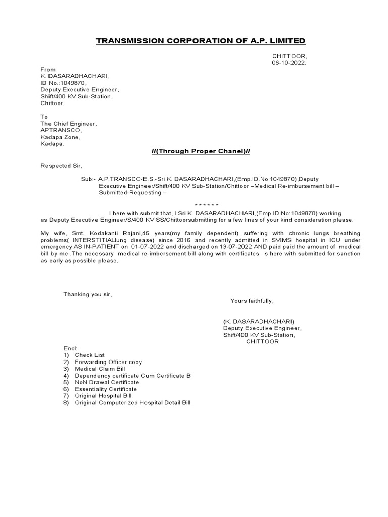 MEDICAL BILL Covering Letter | PDF | Home & Garden | Computers