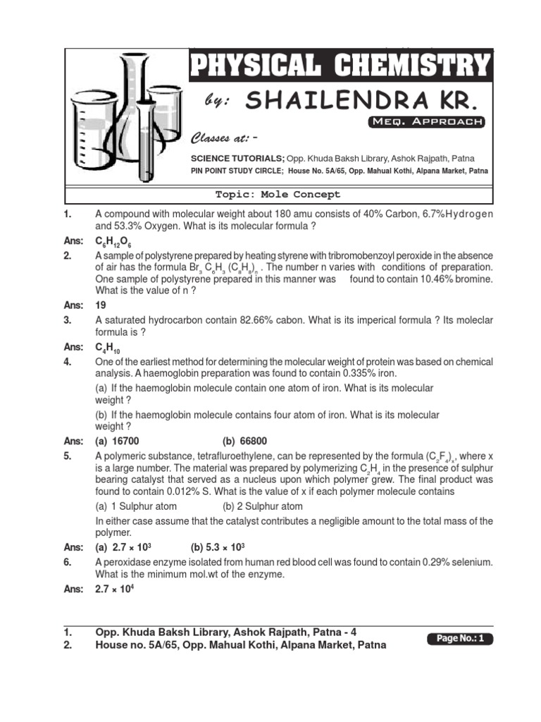 Mole Concept Assignment | PDF | Sodium Carbonate | Mole (Unit)