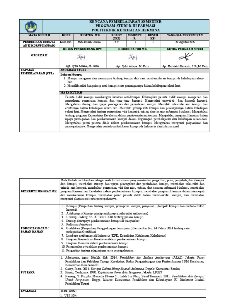 RPS PBAK GANJIL Tahun Ajaran 2022 - 2023 | PDF
