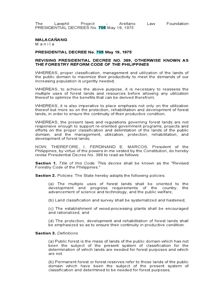 PD 705 | PDF | Forestry | Taxes