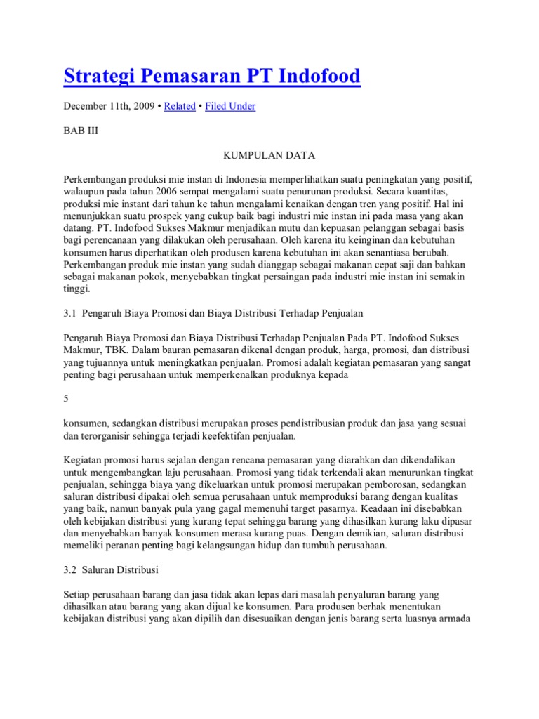Strategi Pemasaran PT Indofood | PDF