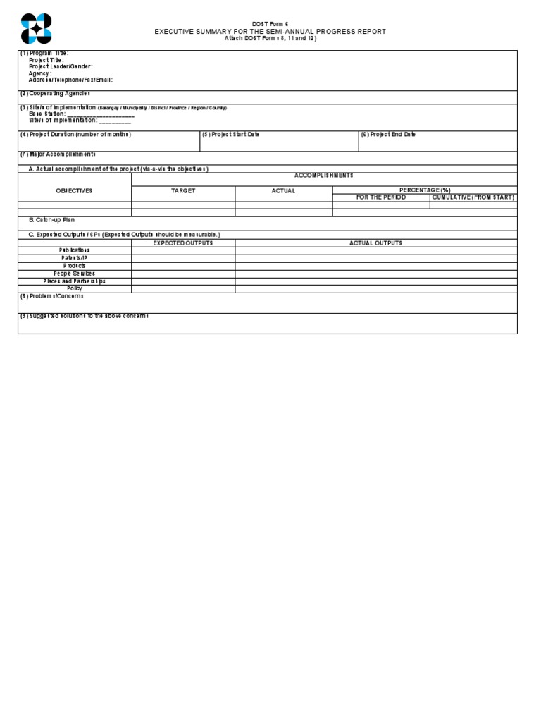 DOST Form 6: Semi-Annual Report Guide | PDF | Survey Methodology | Cognition
